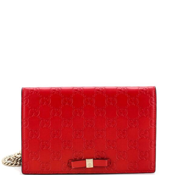 Gucci | Bags | Gucci Signature Wallet On Chain Guccissima Leather Red ...